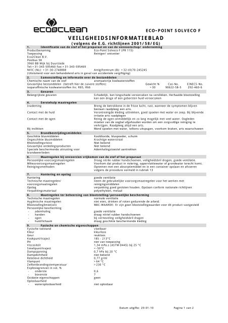 VIB / Veiligheidsinformatieblad - MF Safe & Clean