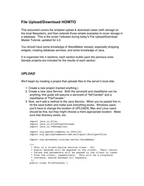 File Upload/Download HOWTO - Wavemaker