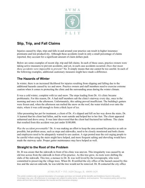 Slip, Trip, and Fall Claims - AVMA PLIT