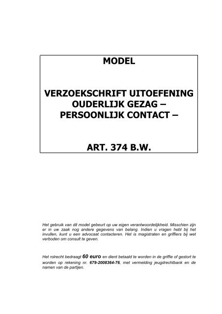 MODEL VERZOEKSCHRIFT UITOEFENING OUDERLIJK GEZAG ...