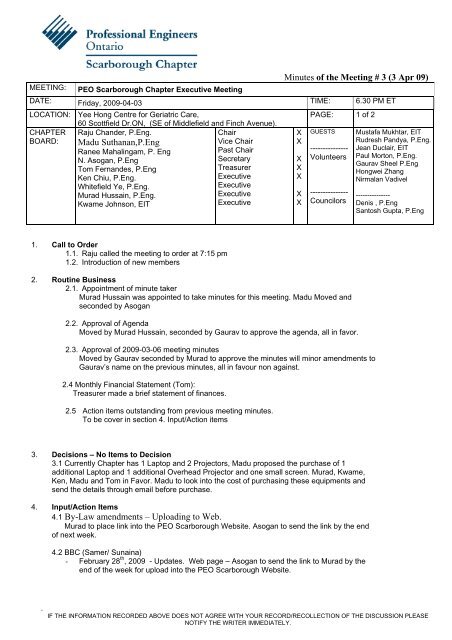 Meeting of Apr 09 - PEO Scarborough Chapter