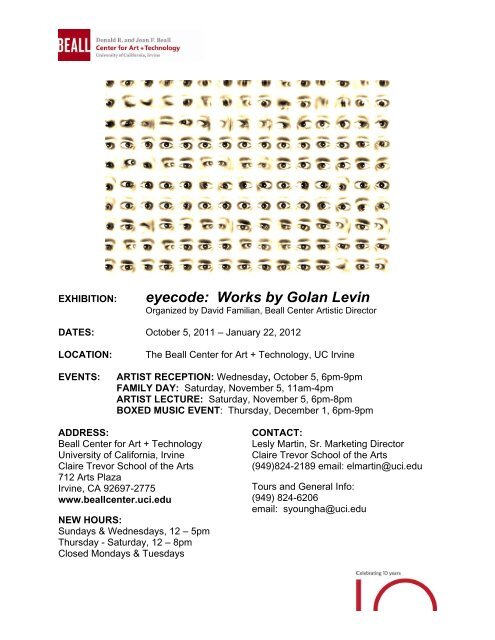 eyecode: Works by Golan Levin - Beall Center for Art + Technology ...