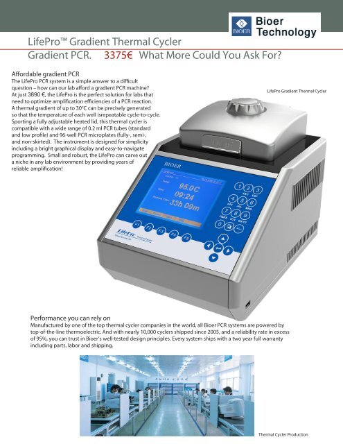 LifePro™ Gradient Thermal Cycler Gradient PCR. 3375 ... - Chemlabor