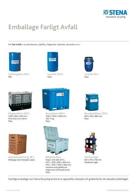 Emballage Farligt Avfall - Stena Metall Group