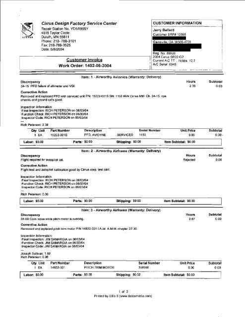 PFD Work Orders and Logbook Entries