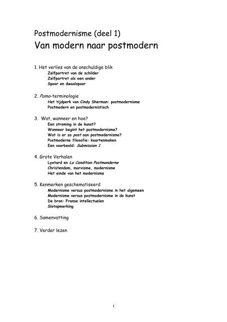 Postmodernismus Post Modernisme – Mio Spruit