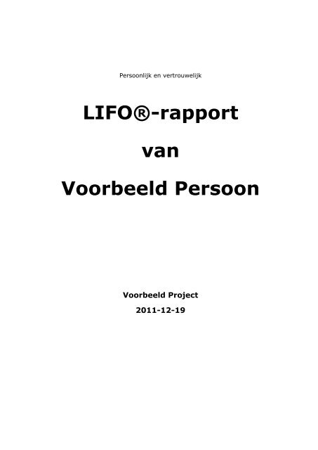 Voorbeeld Rapportage