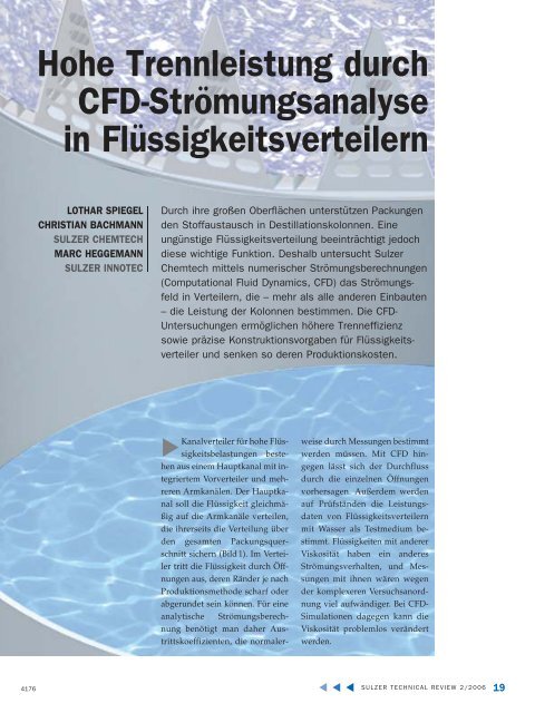 Hohe Trennleistung durch Cfd-Strömungsanalyse in - Sulzer