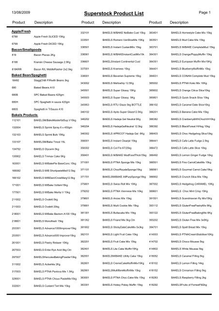 Superstock Product List