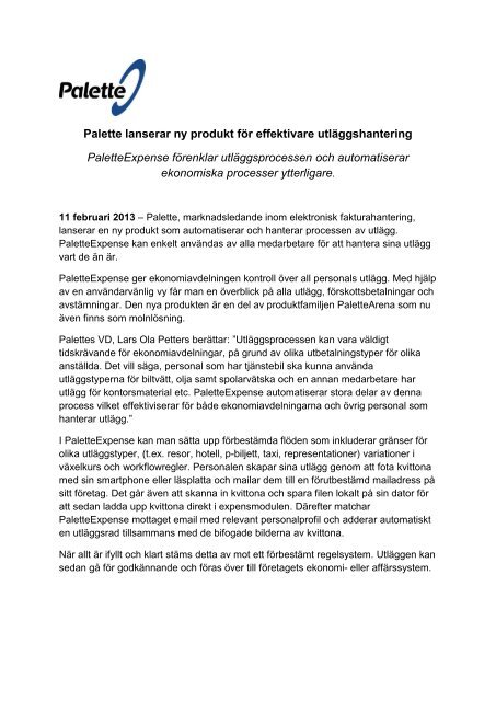 Palette lanserar ny produkt för effektivare utläggshantering ...