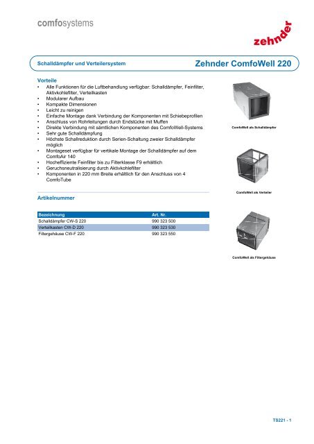 Zehnder ComfoWell 220 - Comfosystems