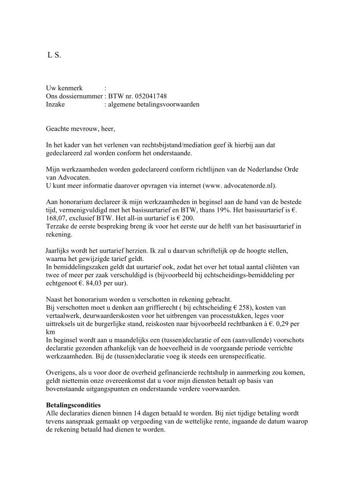 Geachte heer/mevrouw, Wij schrijven u in het kader van het ...