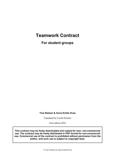 Teamwork Contract For student groups - CBS