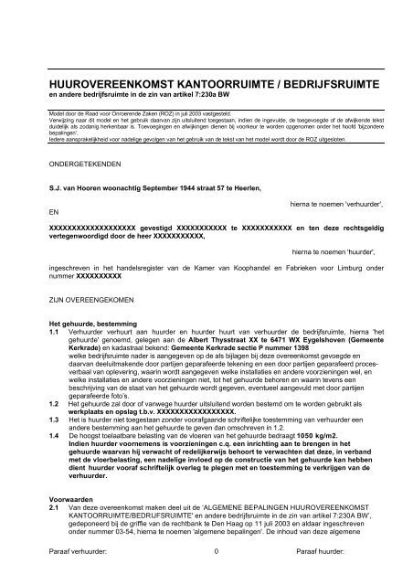 huurovereenkomst kantoorruimte