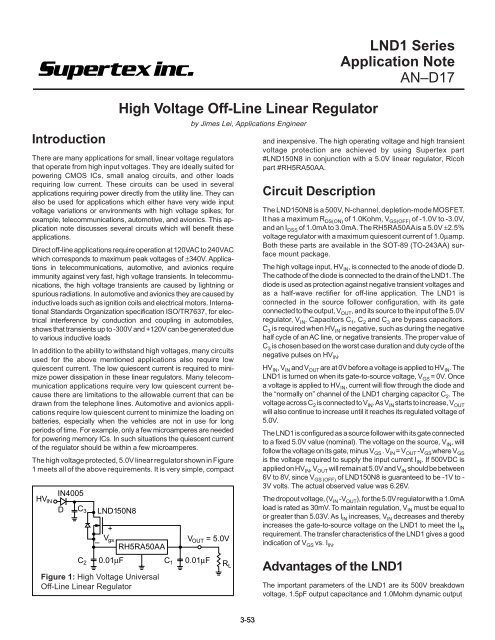 High Voltage Off-Line Linear Regulator