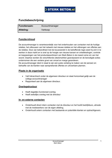 Functieprofiel accountmanager - Sterk Beton