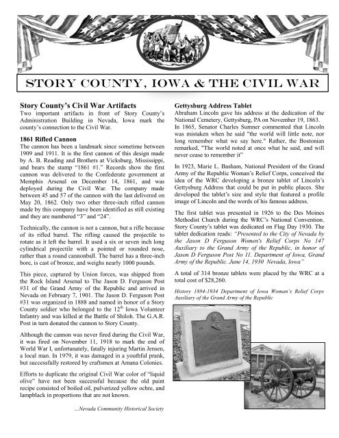 Story County and the Civil War - Ames Historical Society