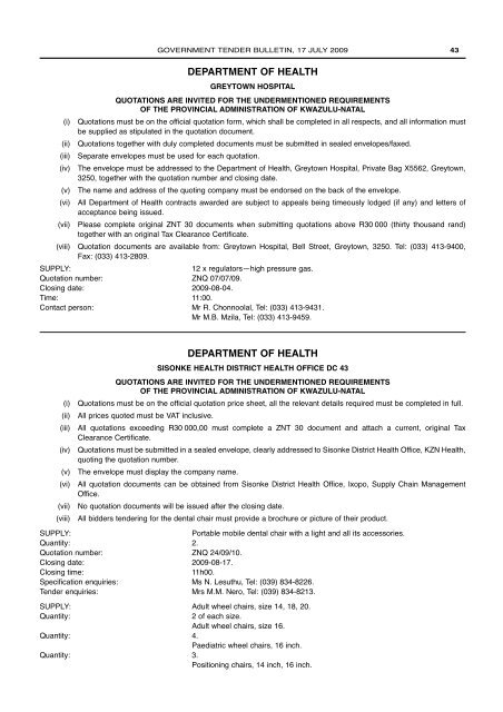 42 GOVERNMENT TENDER BULL