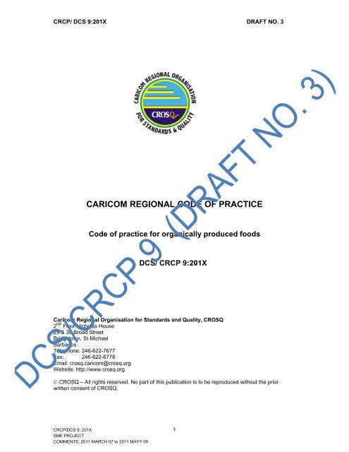 caricom regional code of practice - Barbados National Standards ...