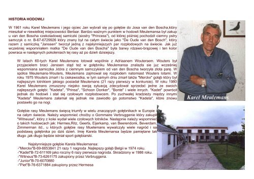 HISTORIA HODOWLI W 1961 roku Karel Meulemans i jego ojciec ...