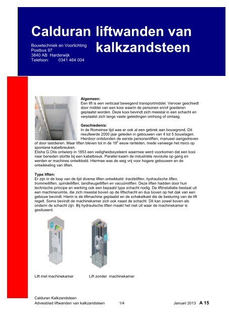 Adviesblad Liftwanden - Calduran Kalkzandsteen BV