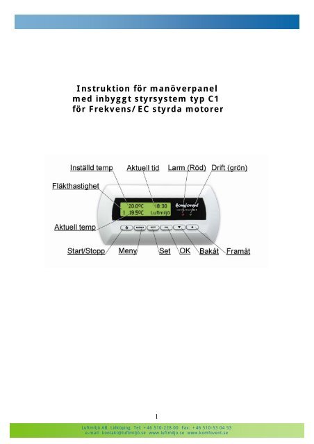 Instruktion för manöverpanel med inbyggt styrsystem typ C1 för ...