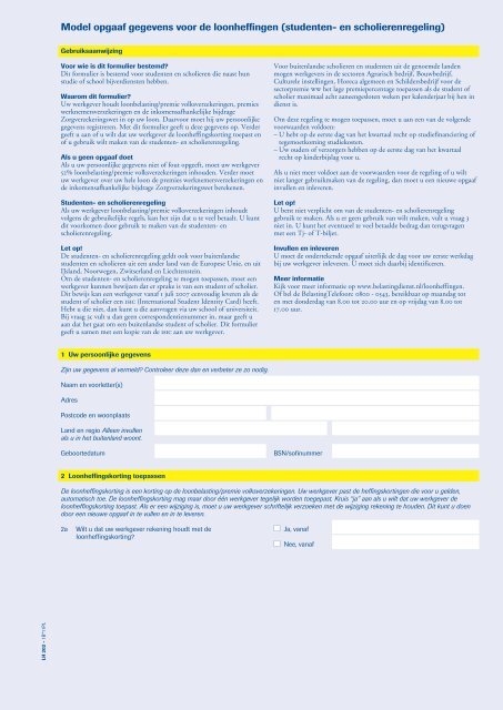 Model opgaaf gegevens voor de loonheffing ... - Fortium payroll