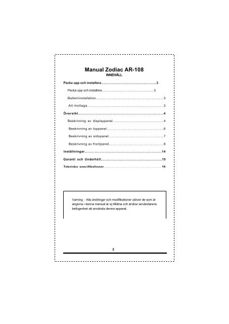 zodiac ar-108 svensk - Scannernytt