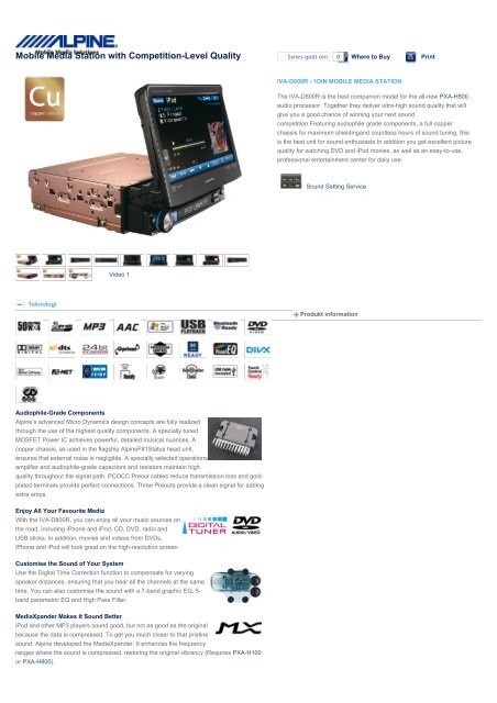 Alpine - Mobile Media Enheder - IVA-D800R - Autofix