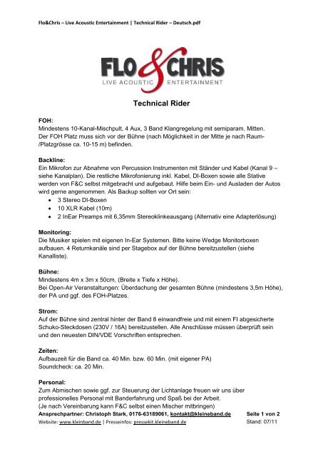 Technical Rider - Flo&Chris