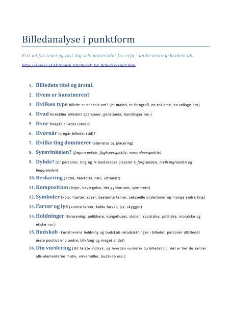 Billedanalyse i punktform - eTietgen.dk