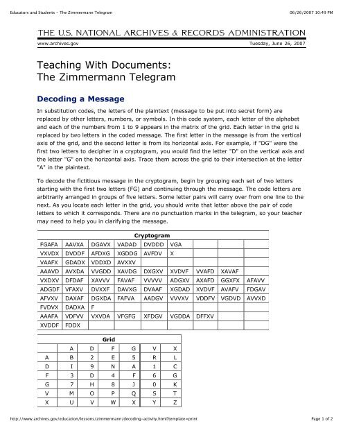 Zimmermann Telegram Decoded Zimmermann Telegram Decoded