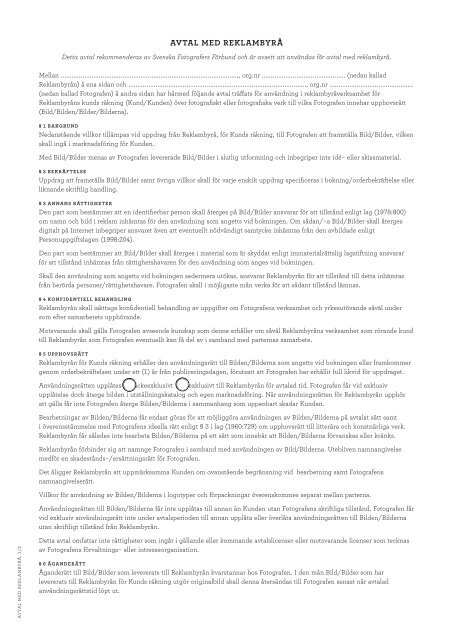 AVTAL MED REKLAMBYRÅ
