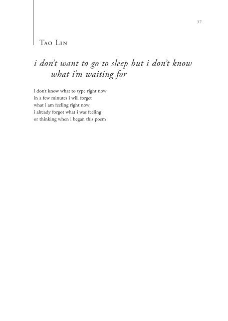 Poems from Tao Lin - Meridian