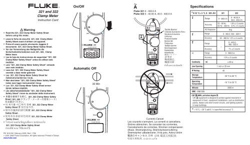 Fluke 321 and 322 digital clamp meter user manual