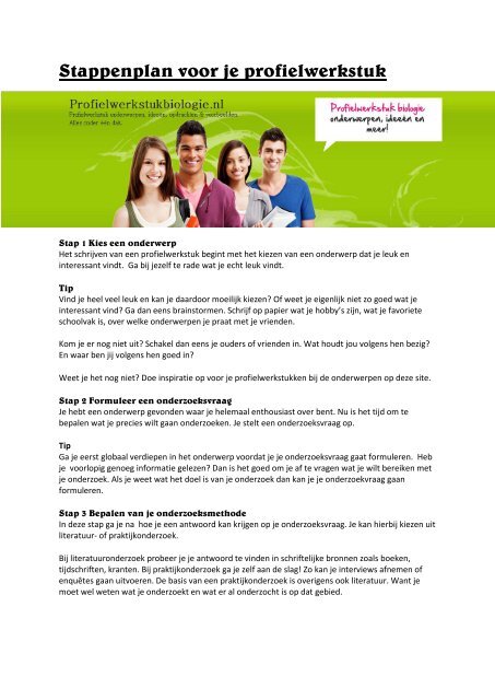 Stappenplan voor je profielwerkstuk - Profielwerkstukbiologie.nl