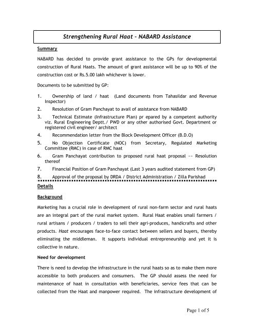Strengthening Rural Haat – NABARD Assistance - Koraput