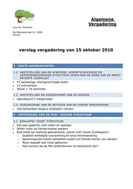 Algemene Vergadering verslag vergadering van ... - taalanderwijs.org