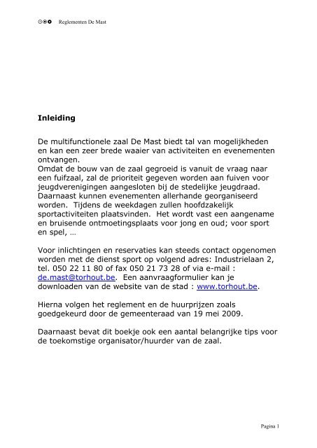 Inleiding De multifunctionele zaal De Mast biedt tal van ... - Jeugd