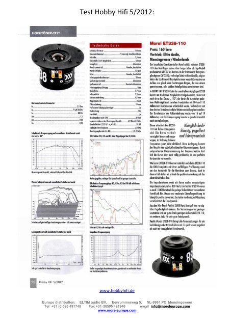 Test Hobby Hifi 5/2012: - Lautsprecher-Berlin