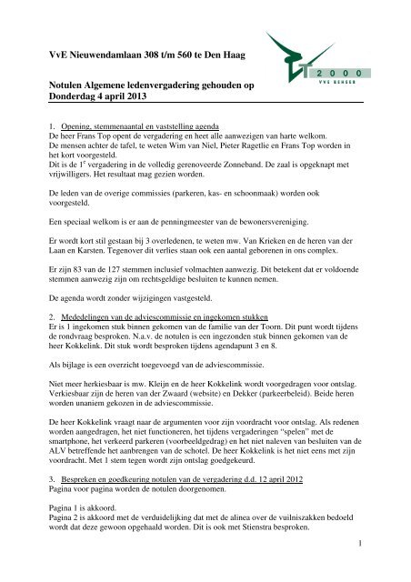 Laatste notulen VvE vergadering - De 4 Windstreken - Home