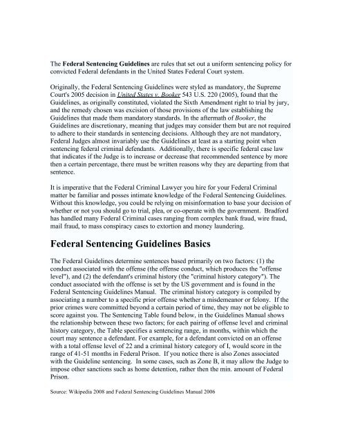 Federal Sentencing Guidelines Basics