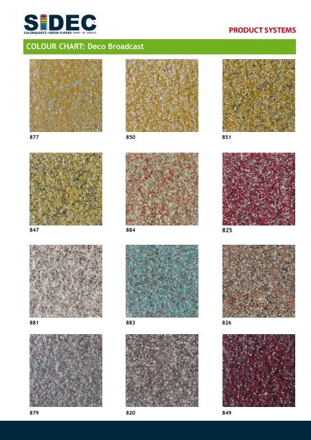 Colour Chart: Deco Broadcast product systems - Sidec