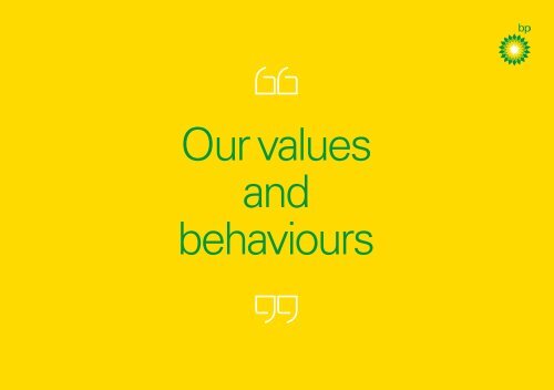Our values and behaviours - BP