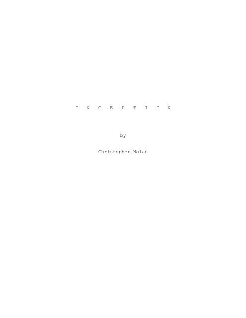 Inception screenplay - Movie Cultists