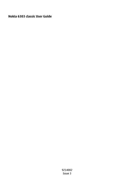 Nokia 6303 classic User Guide