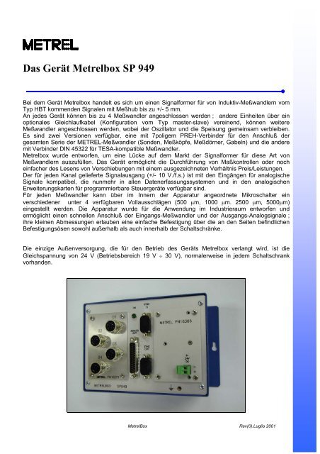 Das Gerät Metrelbox SP 949