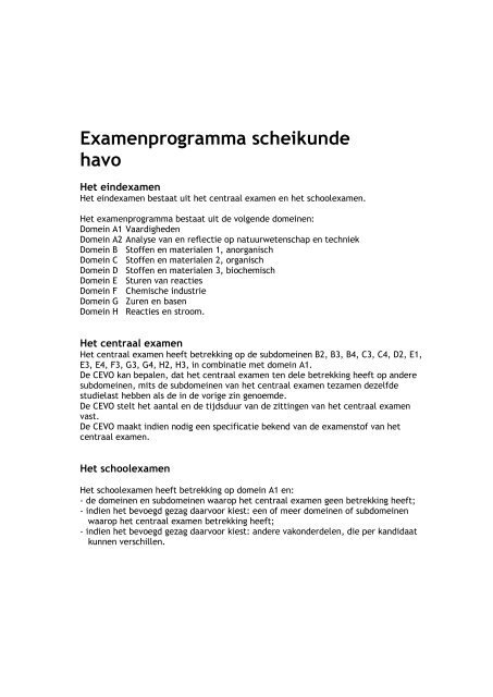 Examenstof scheikunde HAVO