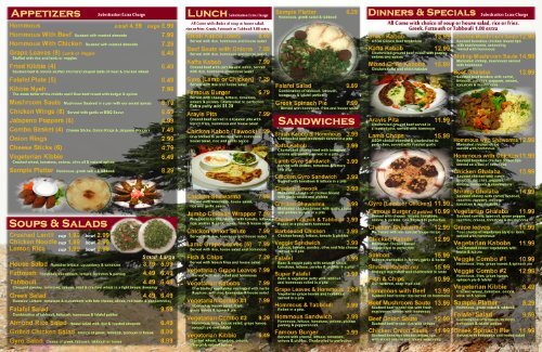 To View or Print Our Menu - Cedar Valley Cafe