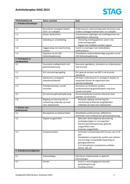 Activiteitenplan 2013 - StAG